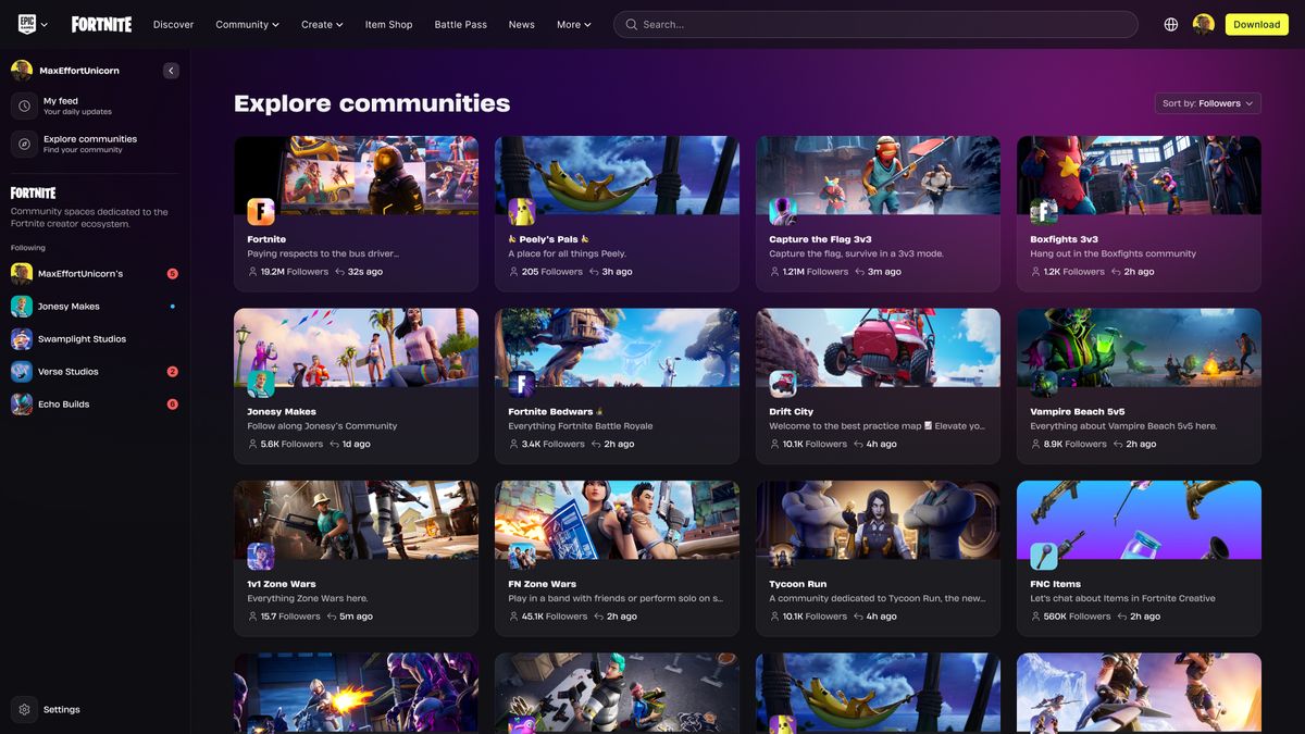 Crie Comunidades no Fortnite